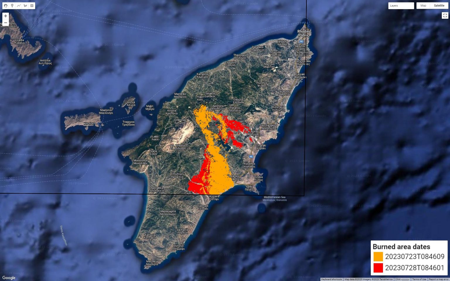 Tracing burned areas in time: Palermo, Corfu and Rhodes fires | RSLab